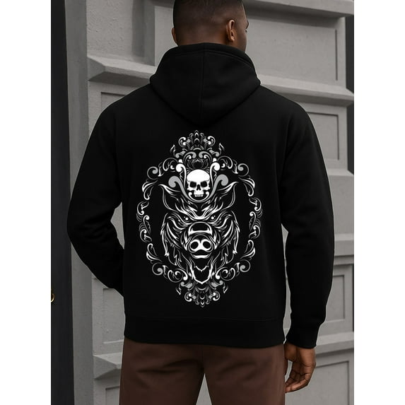 Skull Gothic Hoodie graphic hoodies Veteran men funny hoodies black ...