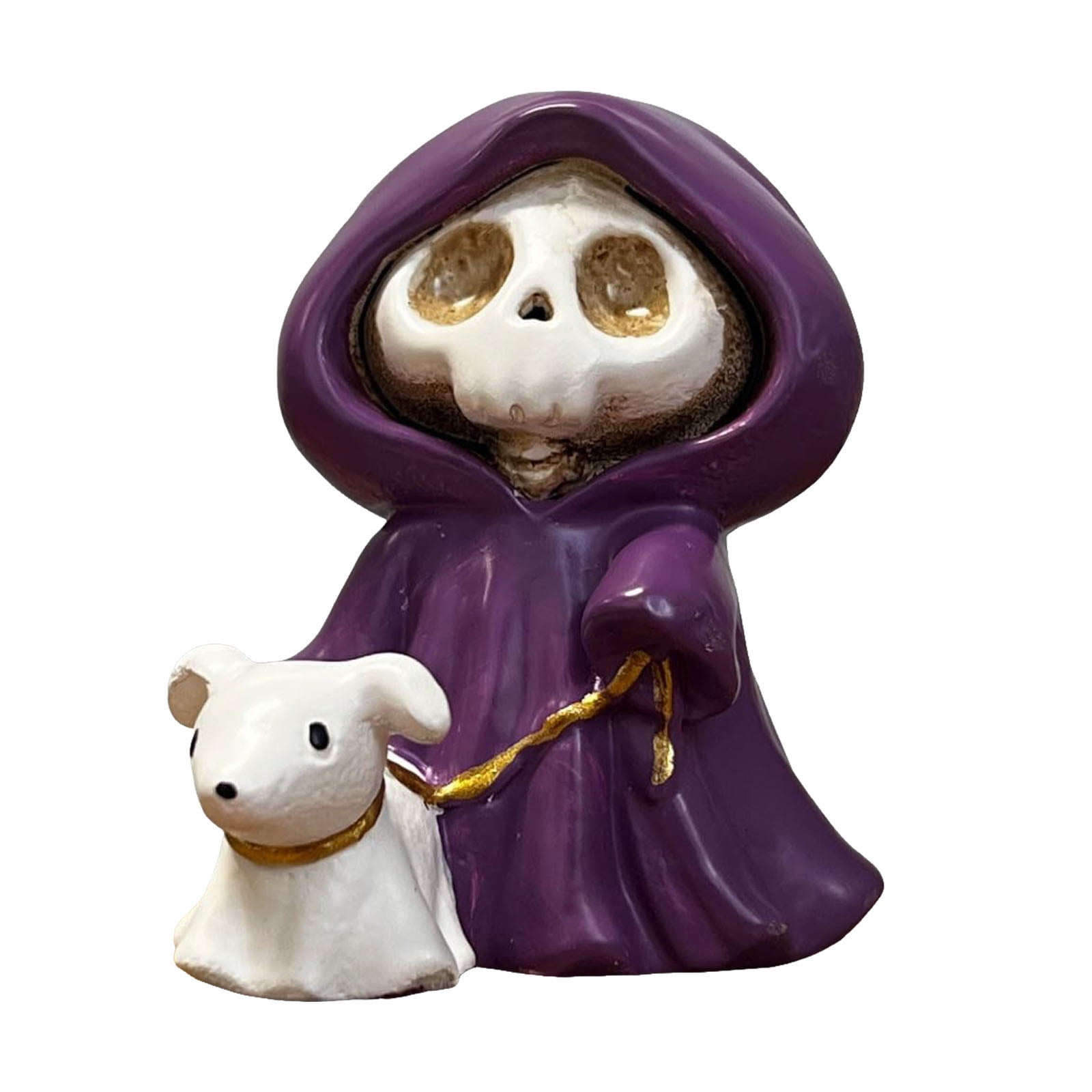 Skull Grim Reaper Statue, Ghost Statue Decor with Walking Dog, Cute ...
