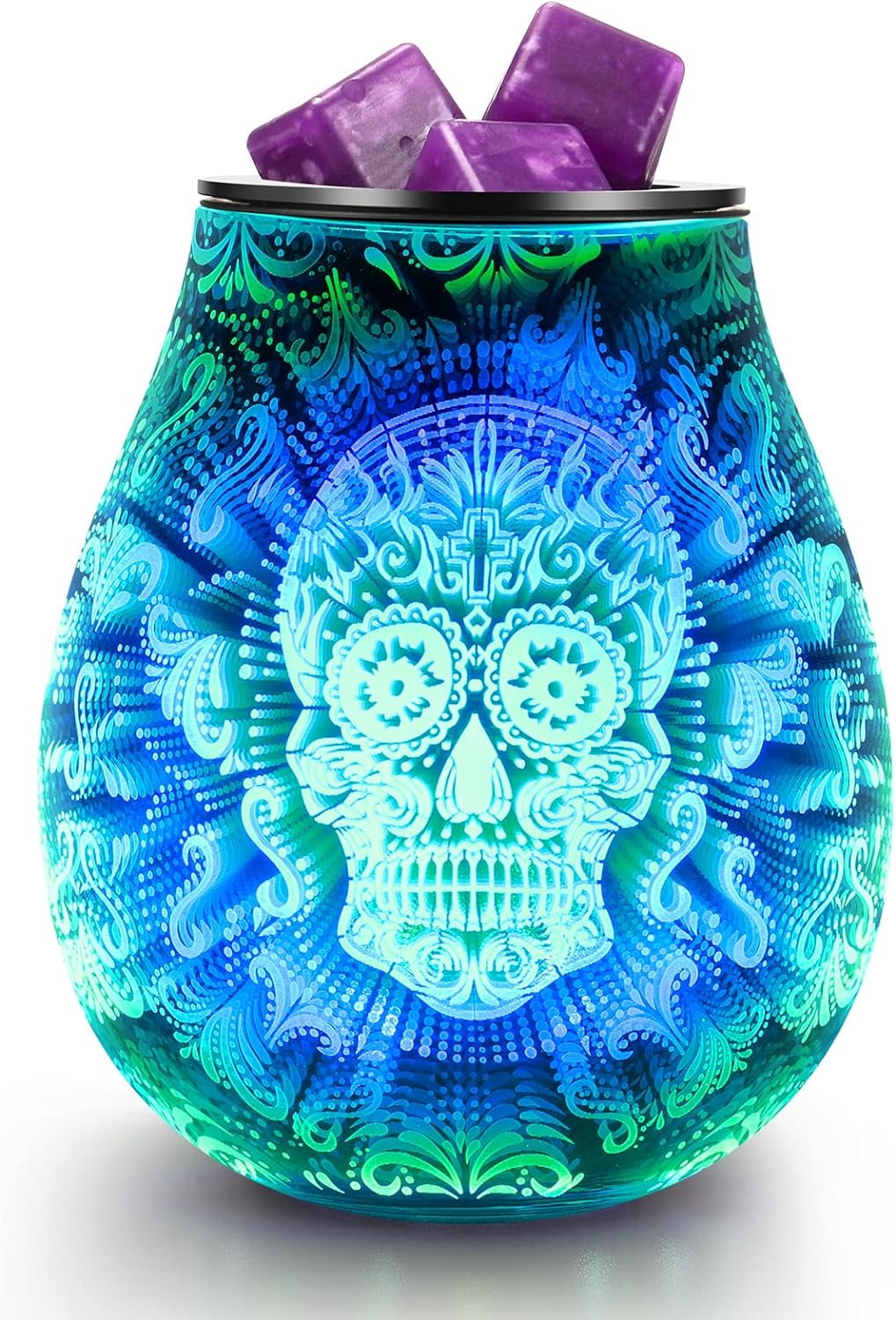 Skull Halloween 3D Glass Electric Wax Melt Warmer Oil Burner with 7 ...