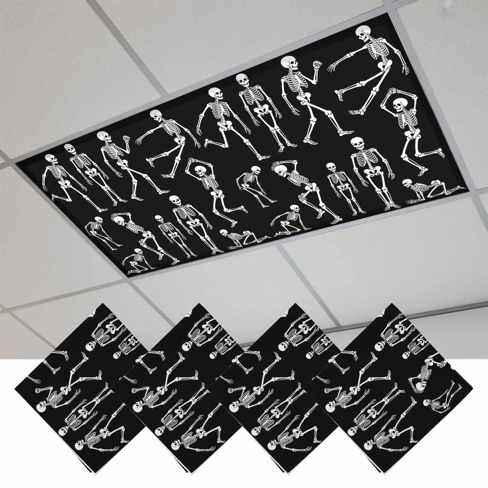 Skull Halloween Fluorescent Light Covers, Retro Skeleton Abstract Art ...