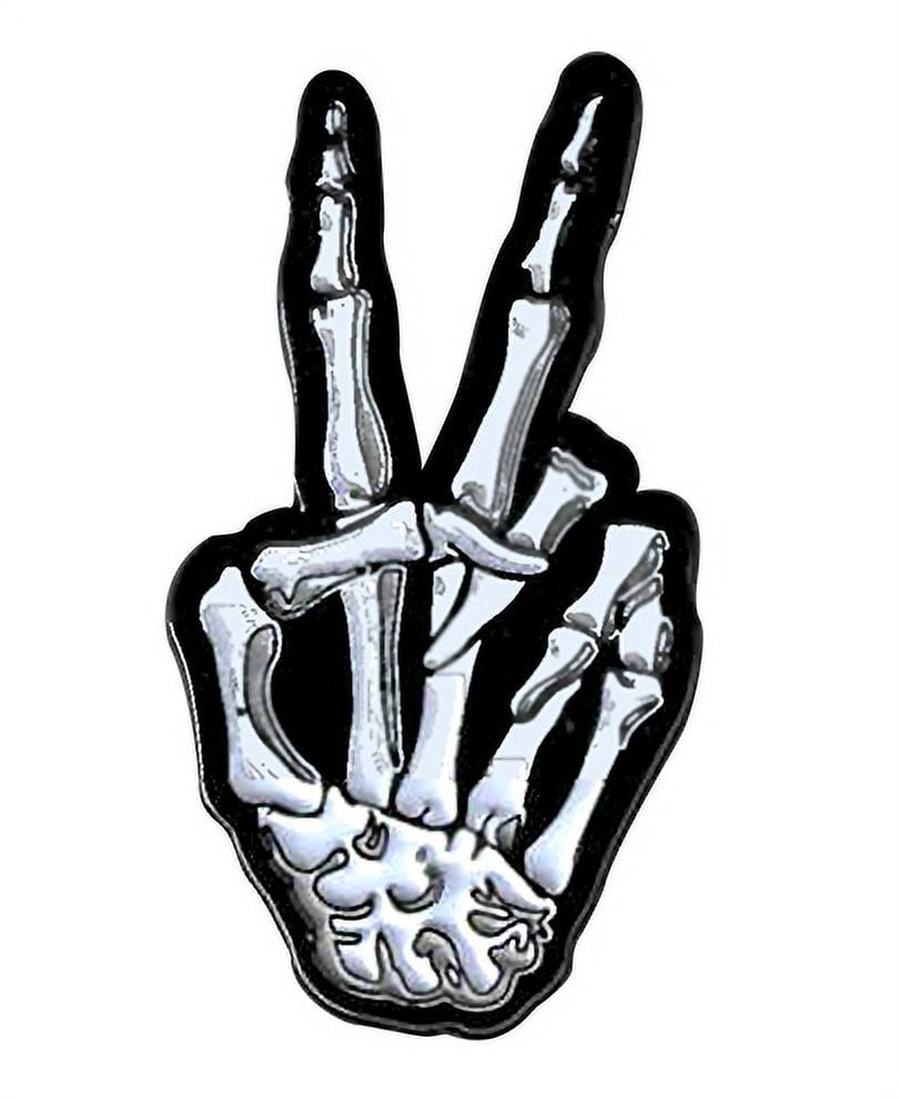 Skull Hand Boney Peace Fingers Pin - Matt Stewart Artwork Collectible ...