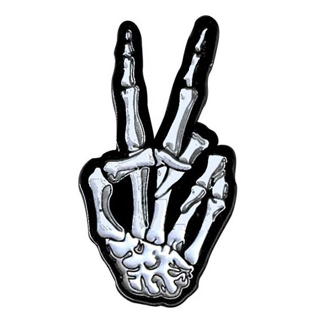 Skull Hand Boney Peace Fingers Pin - Matt Stewart Artwork Collectible ...