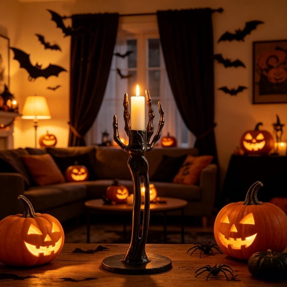 Skull Hand Resin Candle Holder, Realistic Shape with Stable Base, Fits ...