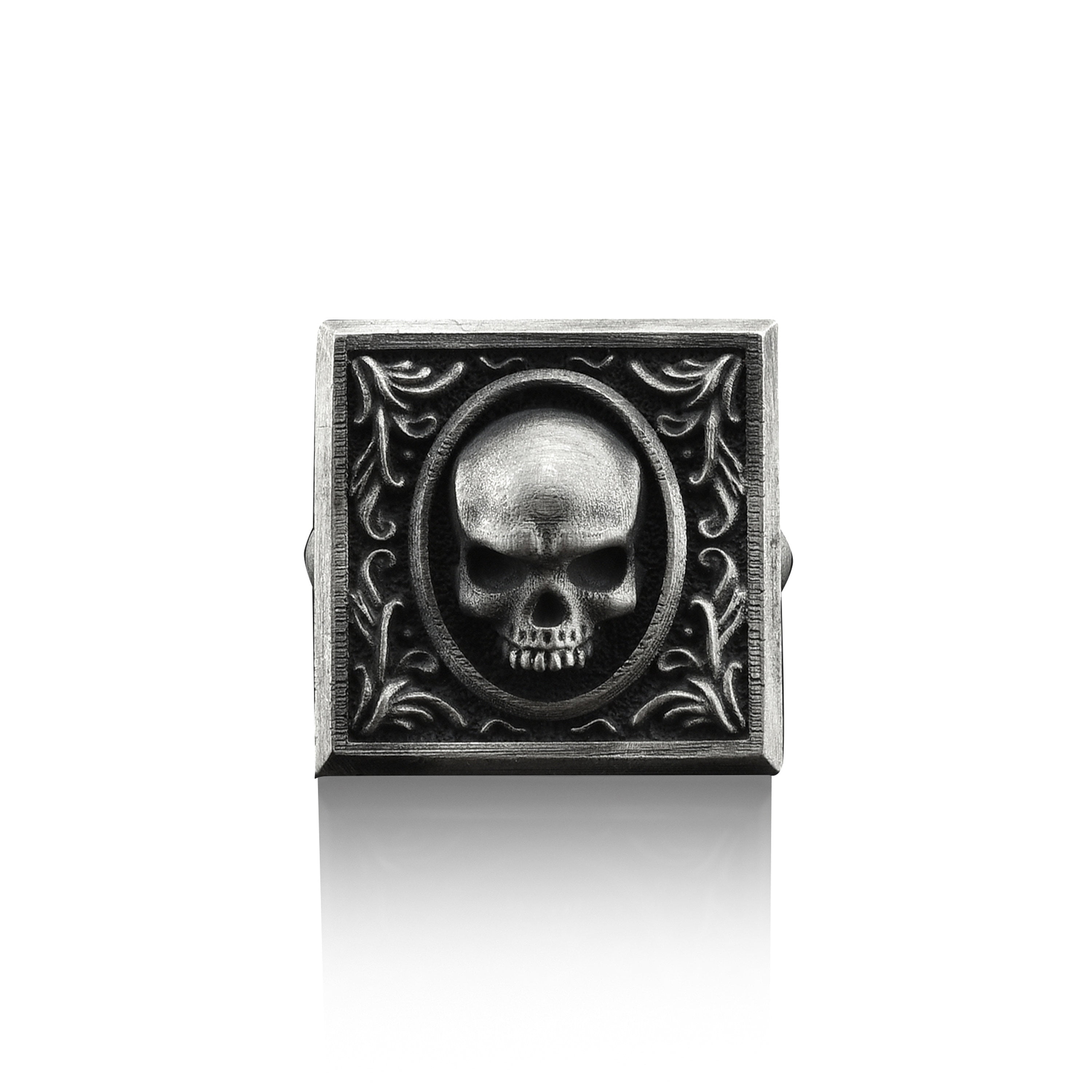 Skull Handmade Sterling Silver Men Signet Ring, Skull Gothic Signet ...