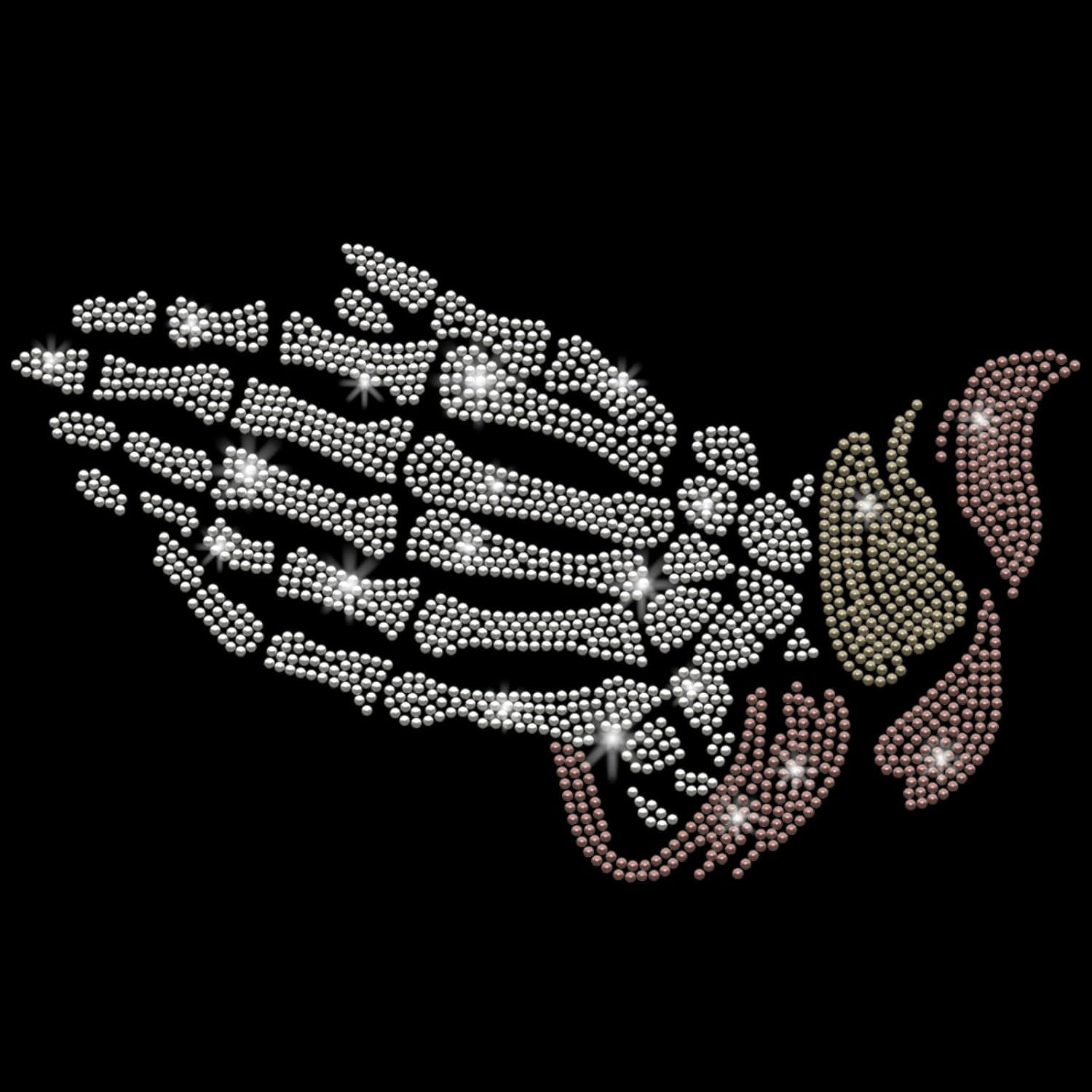 Skull Hands Rhinestone Iron on Transfers Skeleton Hand Heat Transfer ...