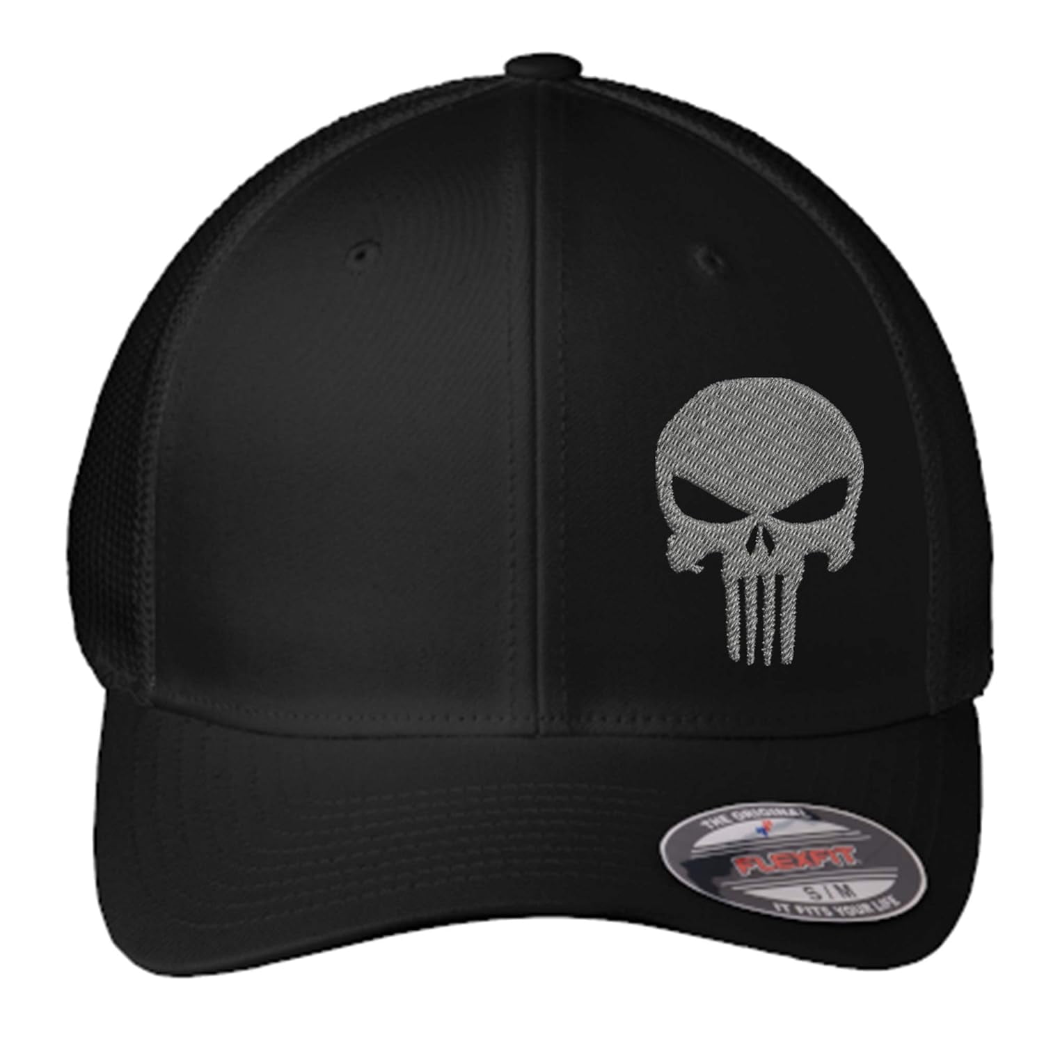 Skull Hat | Custom Embroidered Skull FlexFit Hat | Military Skull ...
