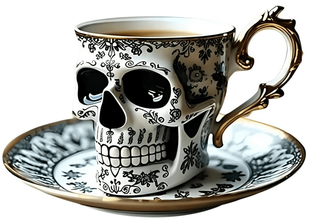 Royal Skull Coffee Mug,Gothic Resin Tea Cup, Ornate Gold-Trimmed Gothic ...