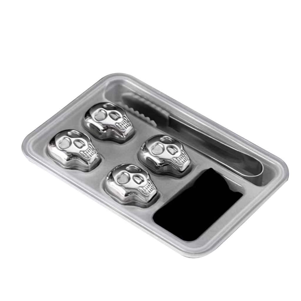 Skull Head Shaped Whiskey Chiller Stones Reusable Stainless Steel Ice ...
