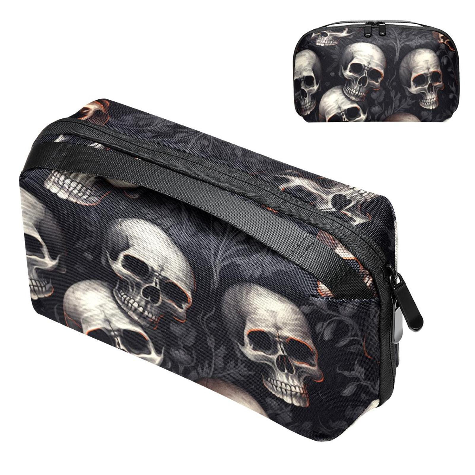 Skull Head Waterproof Oxford Cloth PC Case Travel Organizer Charge Cord ...
