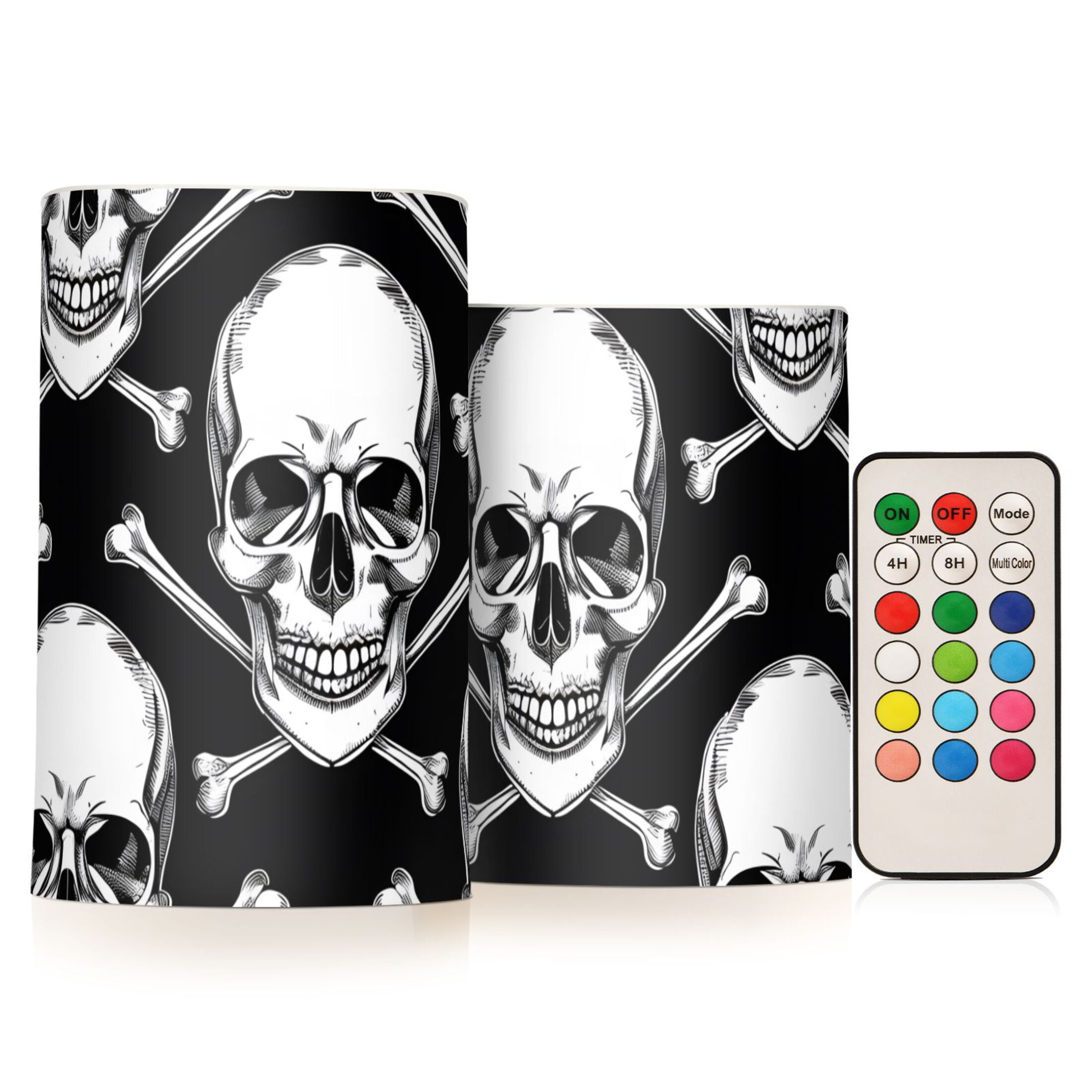 Skull Head and Crossbones Flameless Candles with Remote Timer LED ...