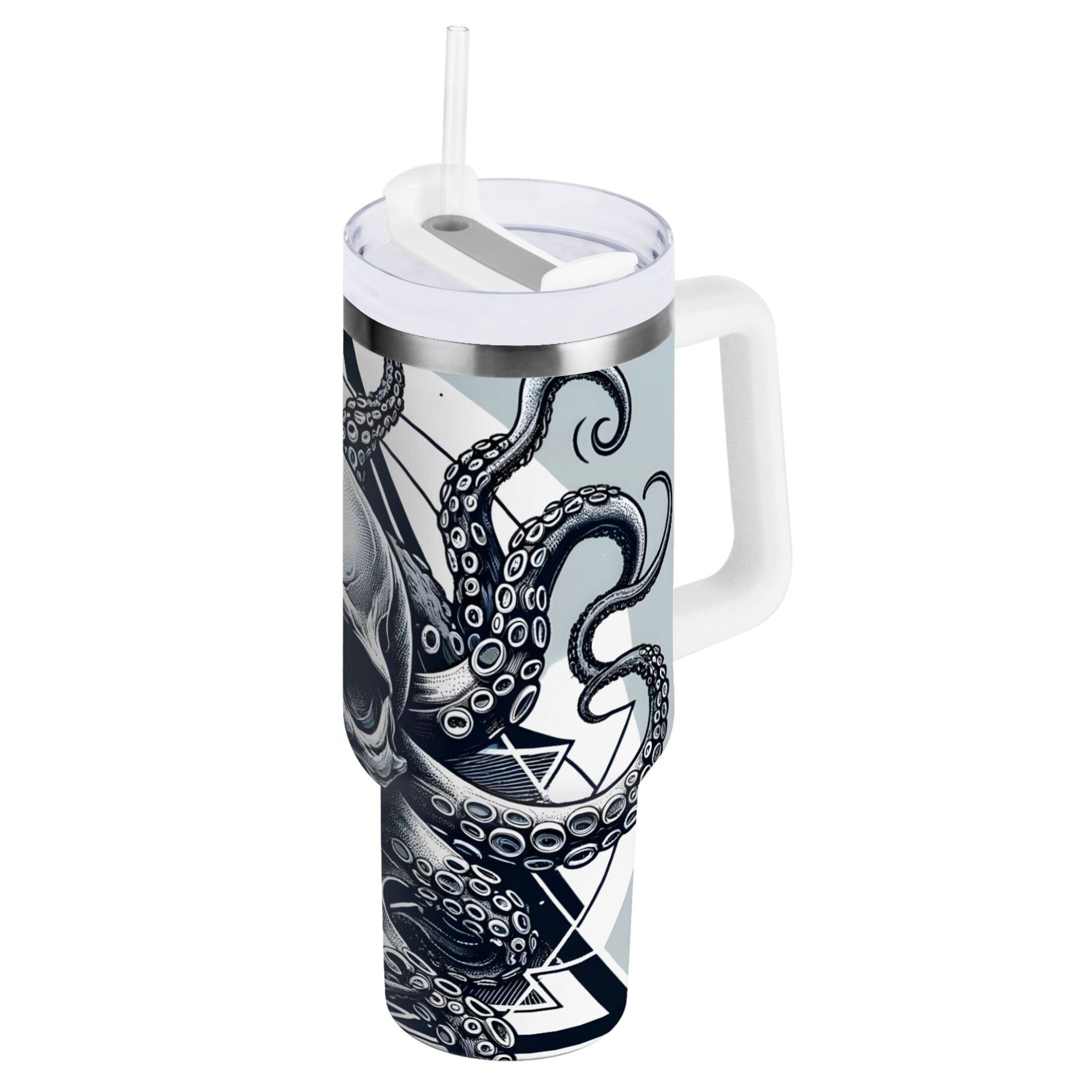 Skull Head with Octopus 30 oz Tumbler with Handle and Straw Lid Vacuum ...