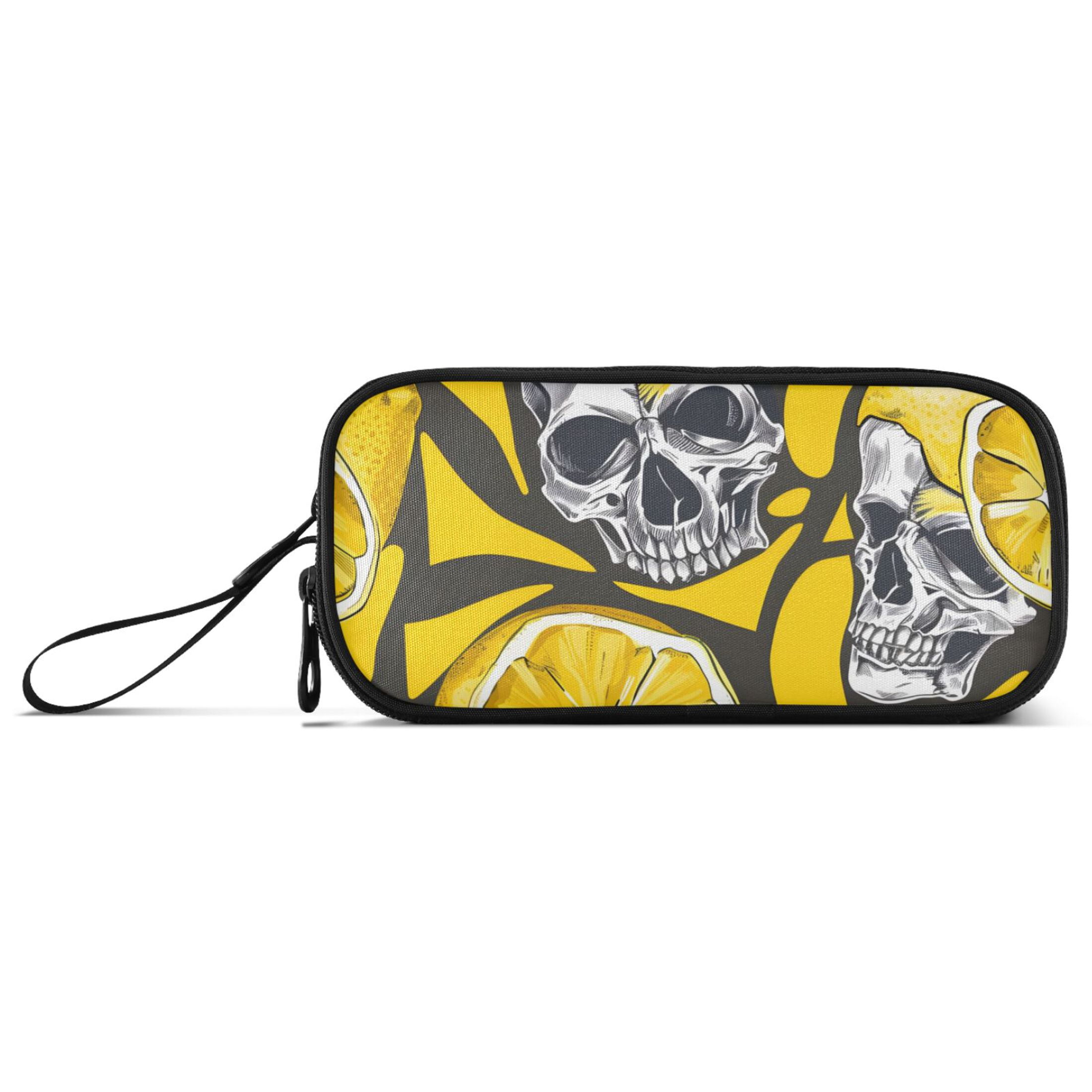 Skull Heads Lemons Hand Drawn Pencil Case Stationary Holder Pen Bag ...