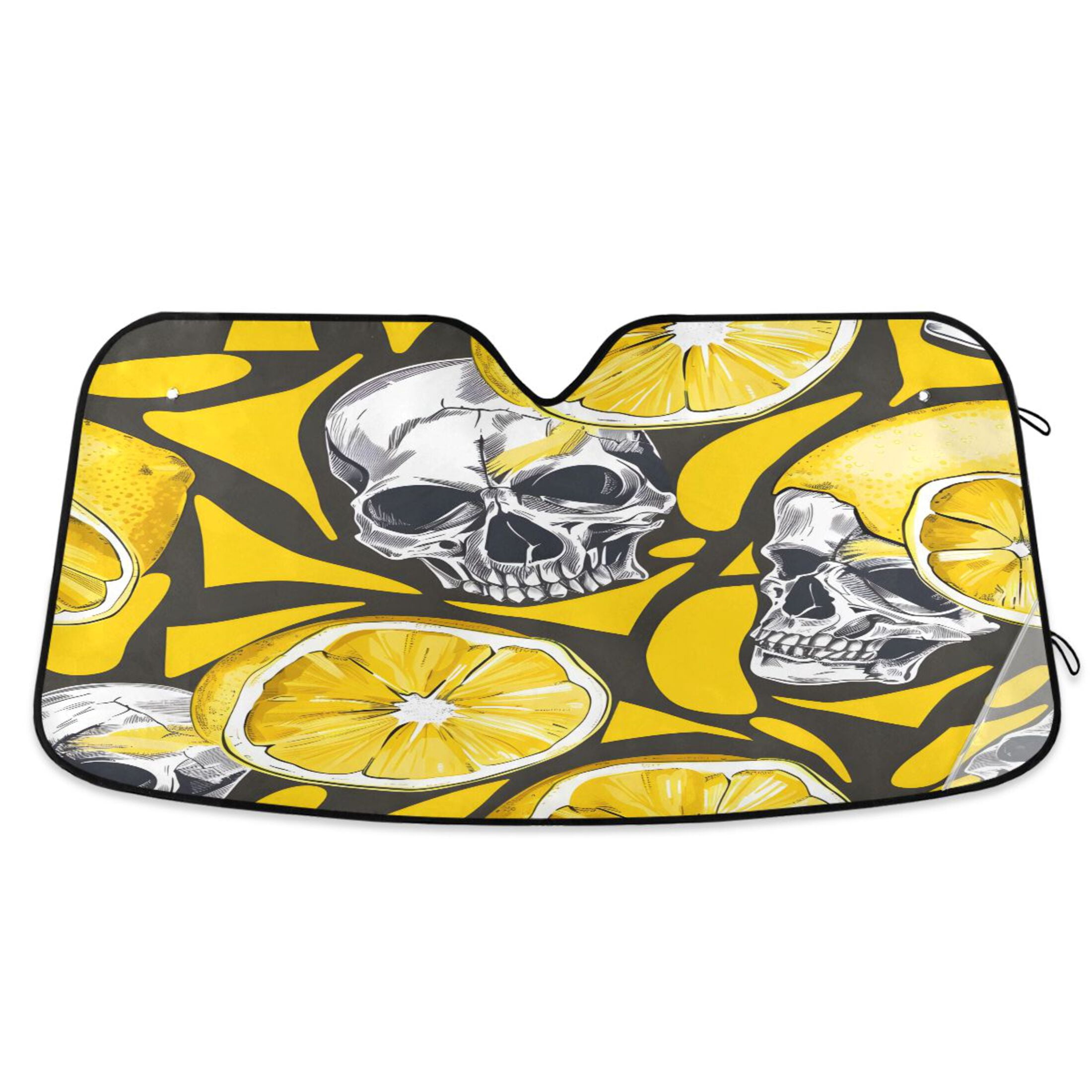 Skull Heads Lemons Hand Drawn Windshield Sun Shade Automobile Visor ...
