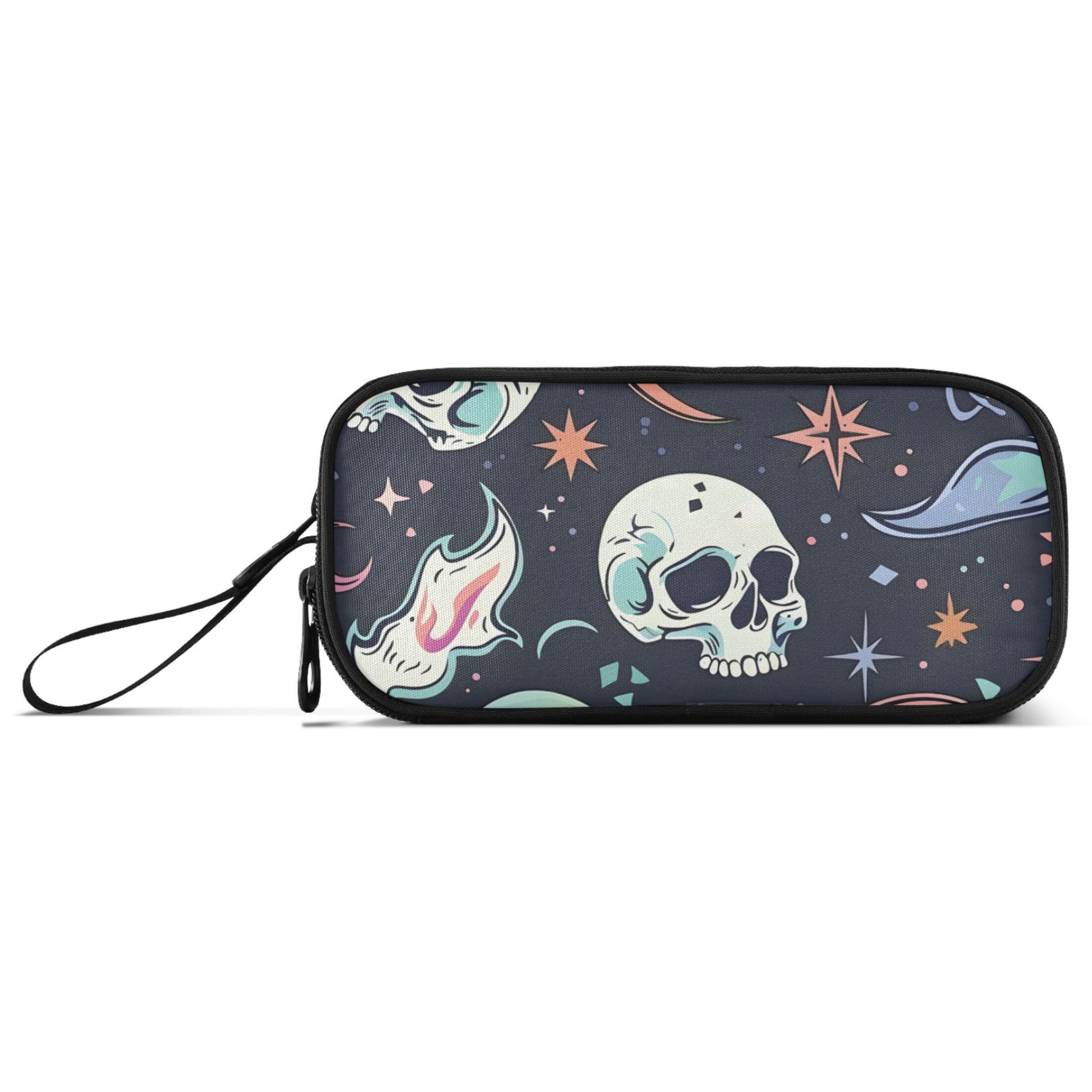 Skull Heads Moon Stars Pencil Case Stationary Holder Pen Bag Pencil ...