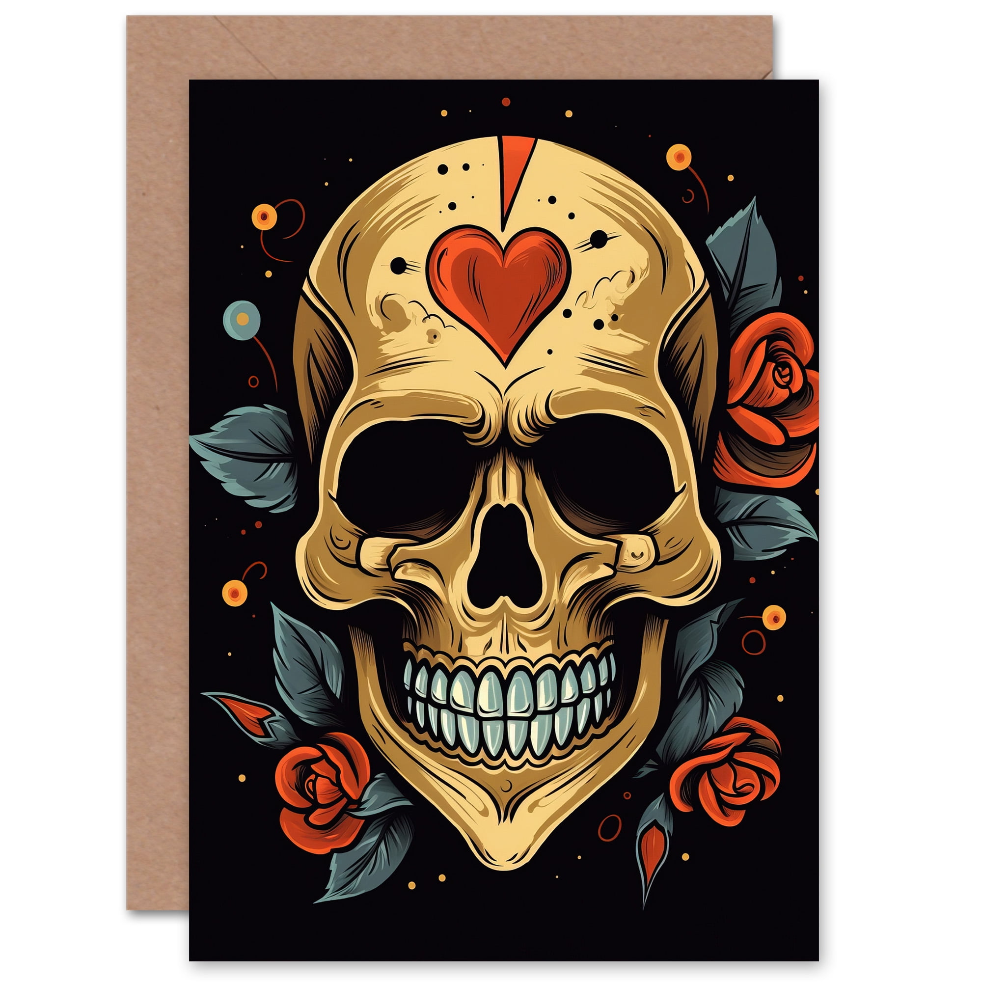Skull Heart and Roses Gothic Love for Him or Her Man Woman Birthday ...