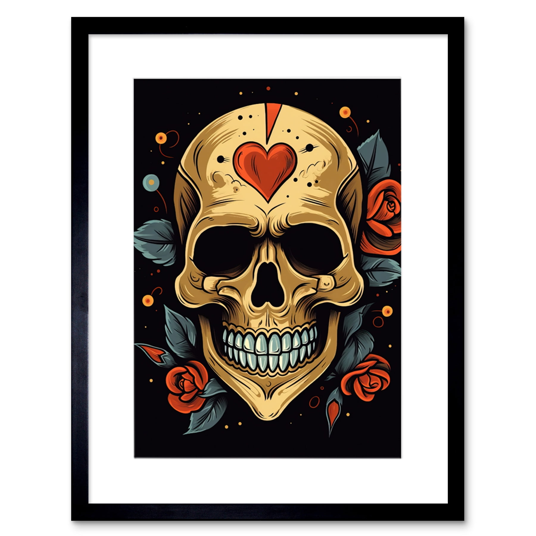 Skull Heart and Roses Tattoo Ink Body Art Rockabilly Americana 50s ...