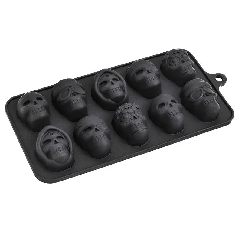 Skull Ice Cube Mold 10-Grid Skull Ice Mold for Halloween Kitchen Tools ...