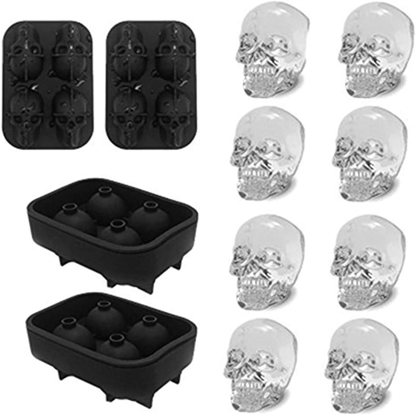 Skull Ice Mold Silicone - 3D Ice Cube Mold, Inch Flexible Silicone ...