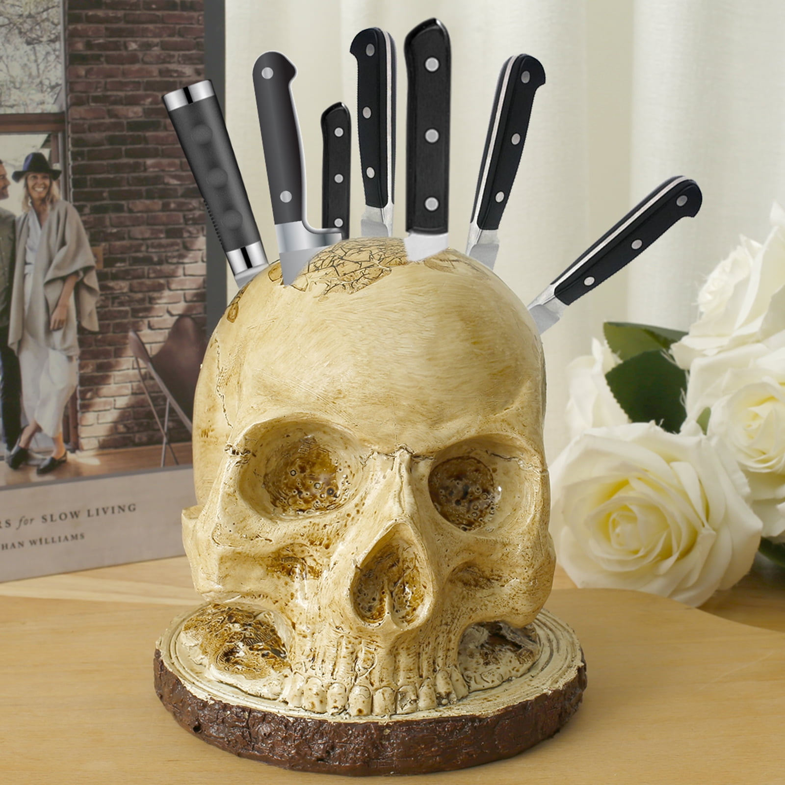 Skull Knife Holder For Kitchen Storage,Skull Decor Horror Kitchen ...