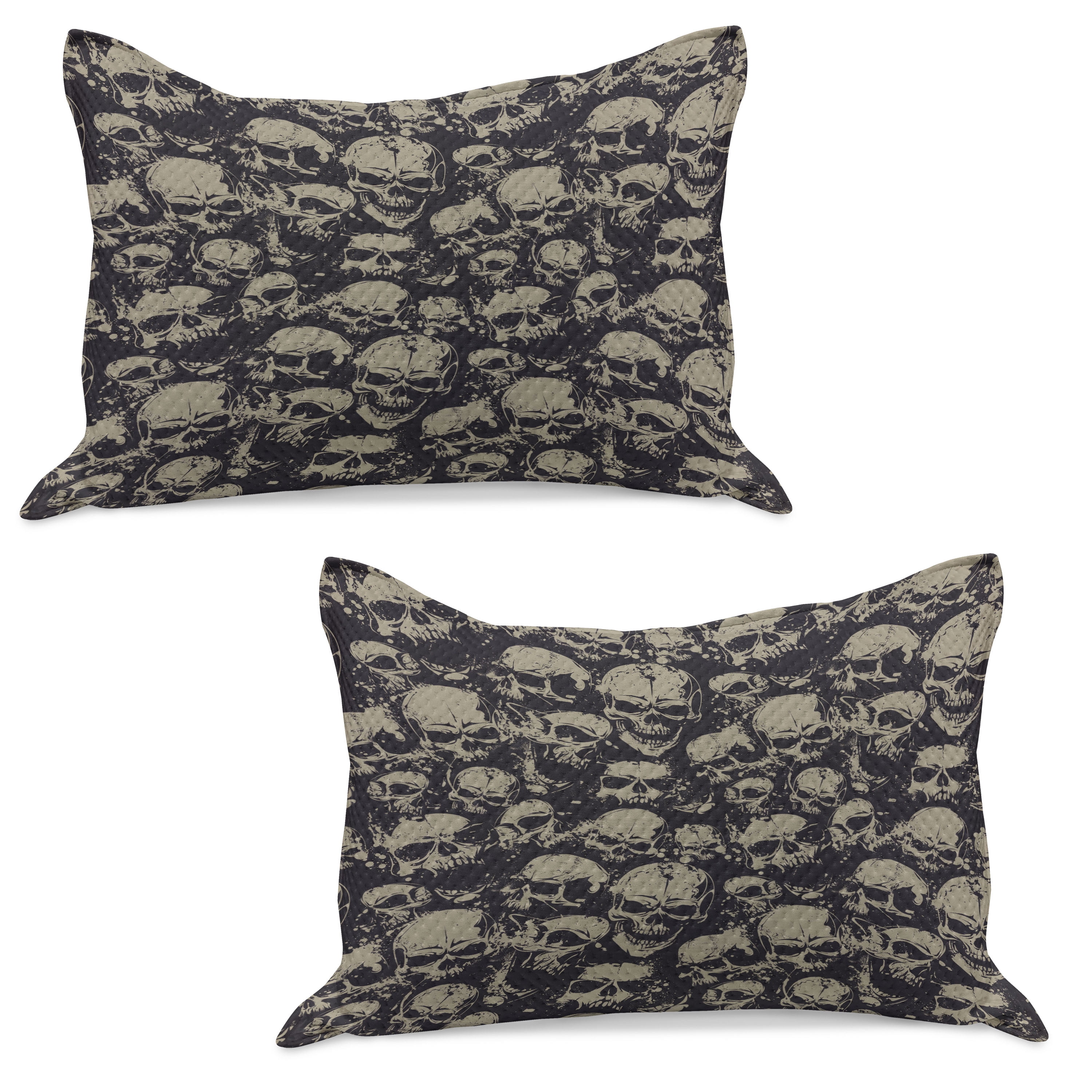 Skull Knitted Quilt Pillowcover Set of 2, Grunge Scary Skulls Sketchy ...