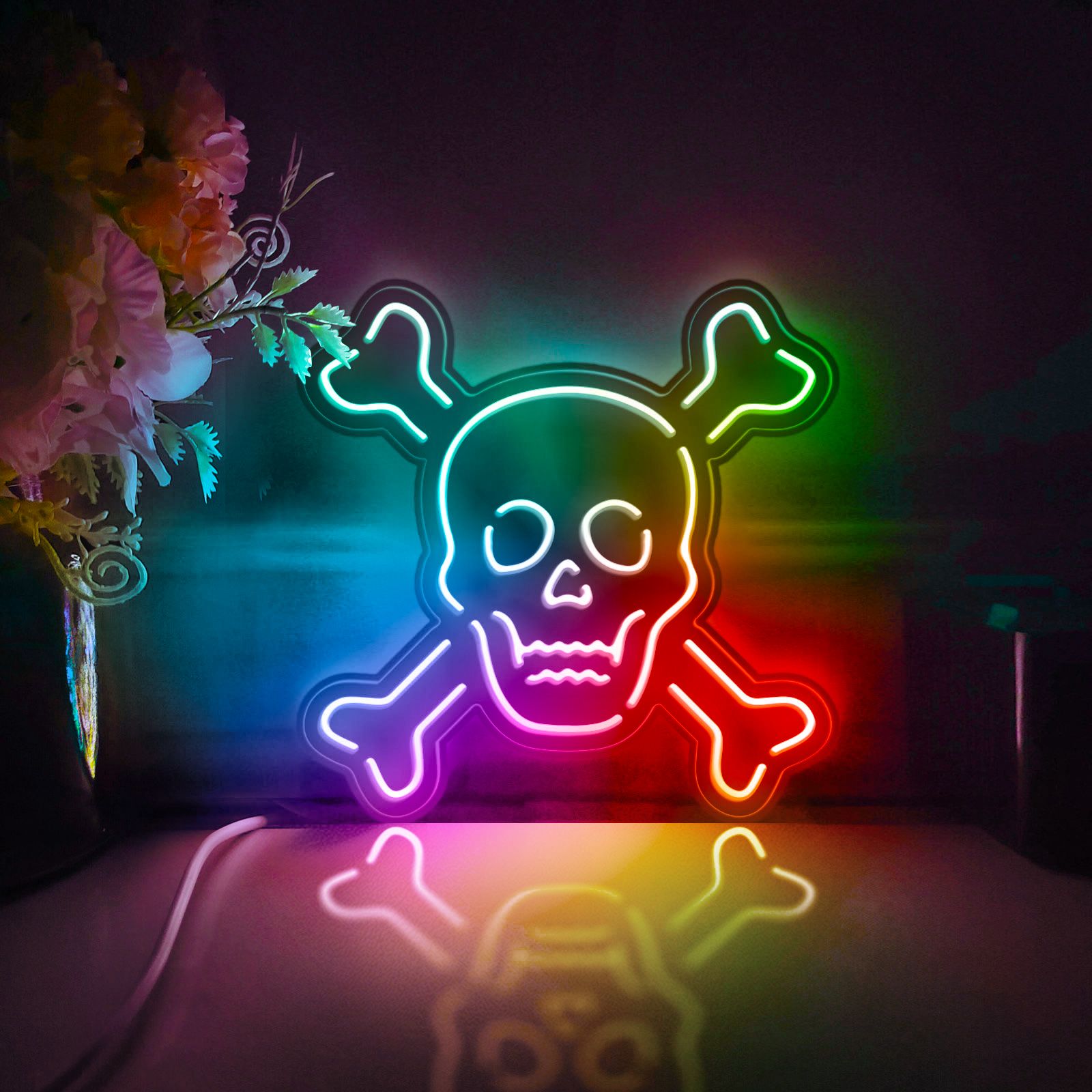 Skull Led Light Box, Dimmable Neon-Like Light Signs USB Power for Wall Decor Bedroom Decoration ...
