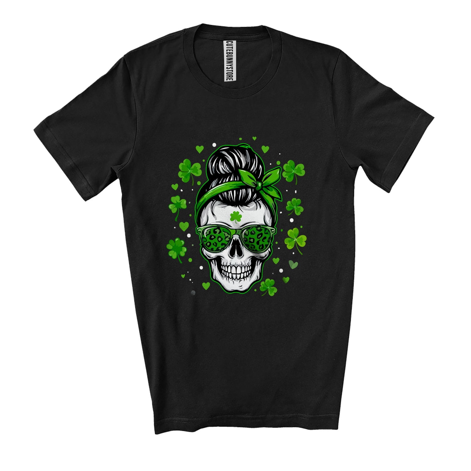 Skull Messy Bun Hair Girls Women; Scary St. Patrick's Day Skull ...