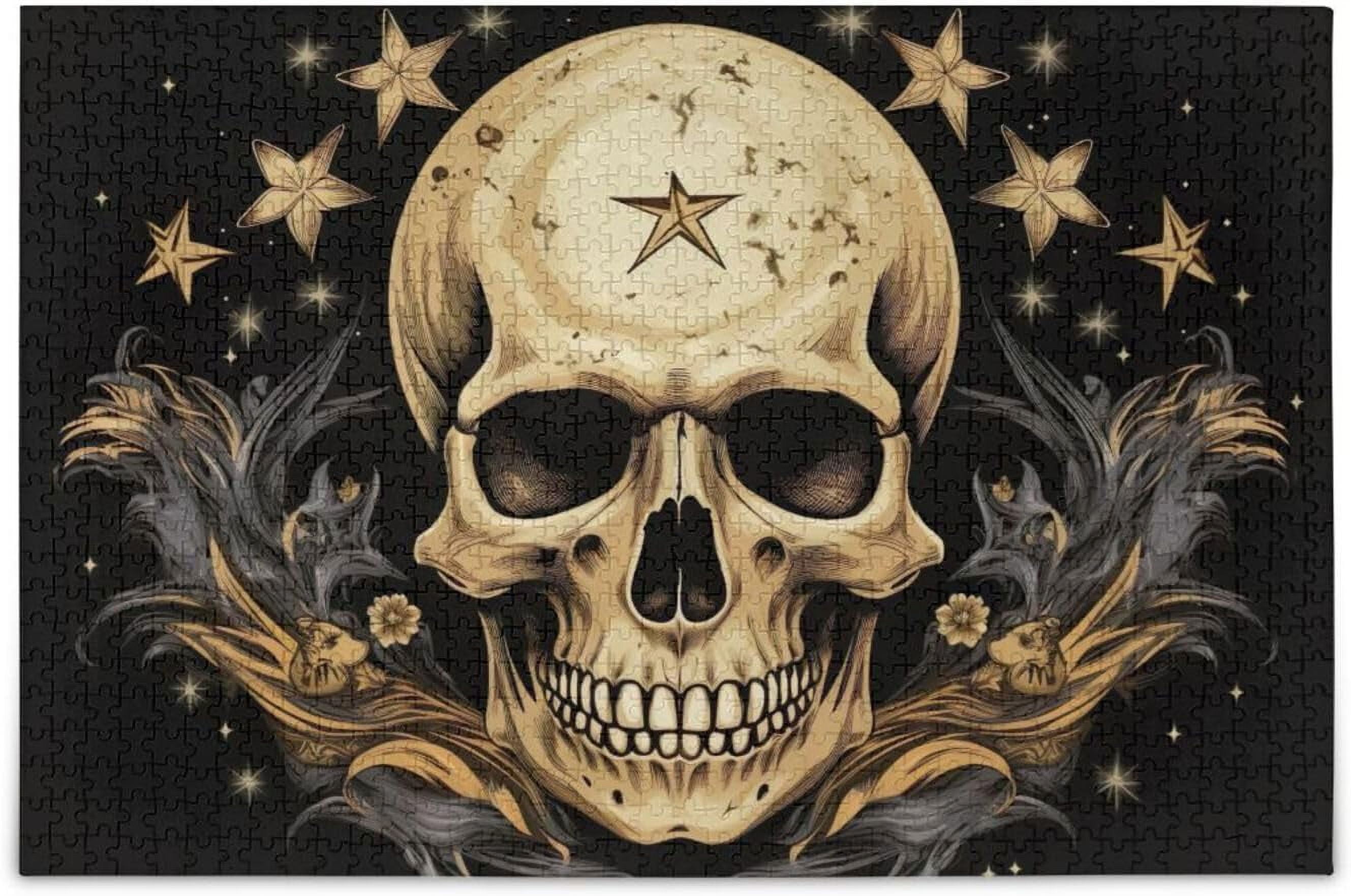 Skull Moon Jigsaw Puzzles for Adults 500 Pieces, Die-Cut Puzzle Pieces ...