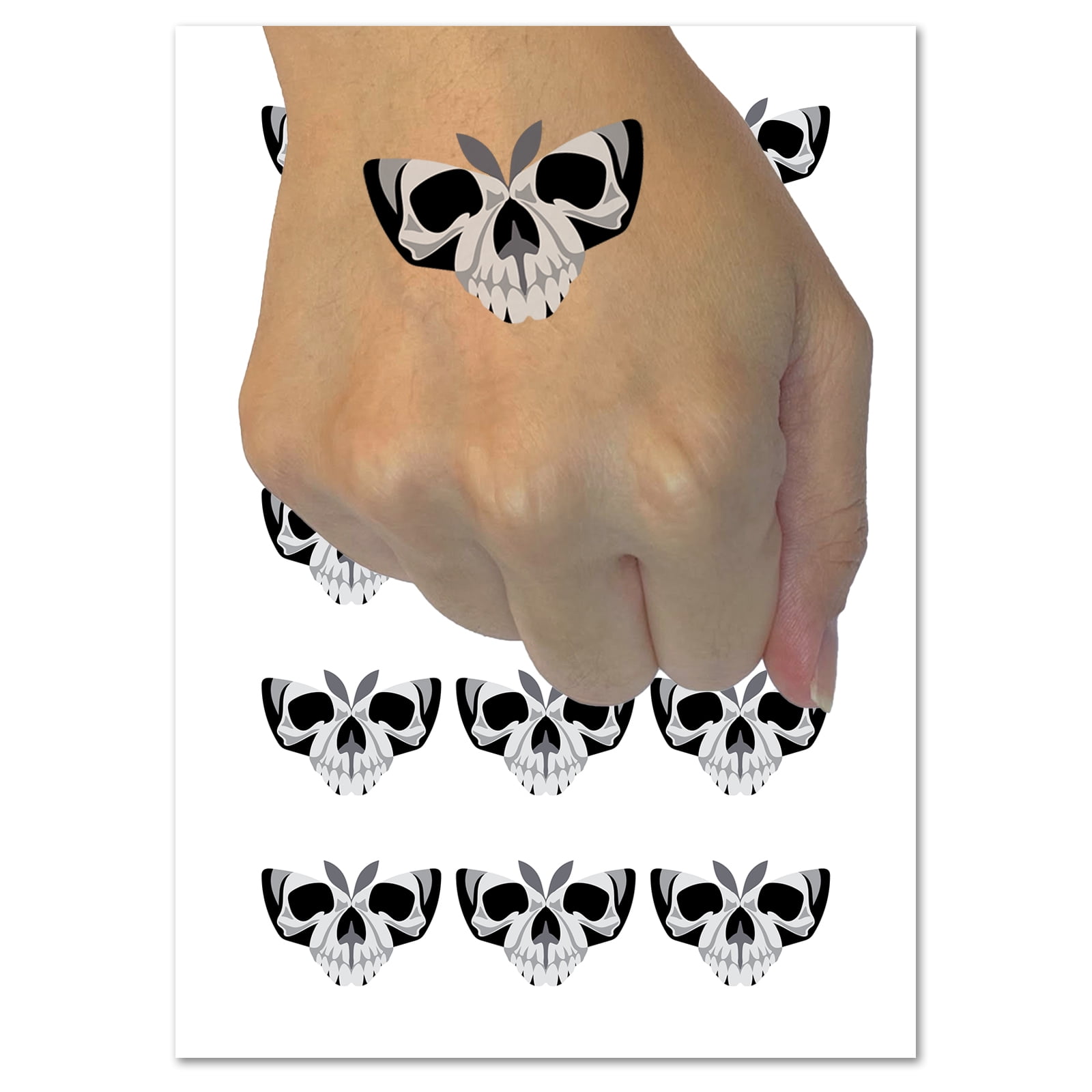 Skull Moth Death Insect Butterfly Water Resistant Temporary Tattoo Set ...