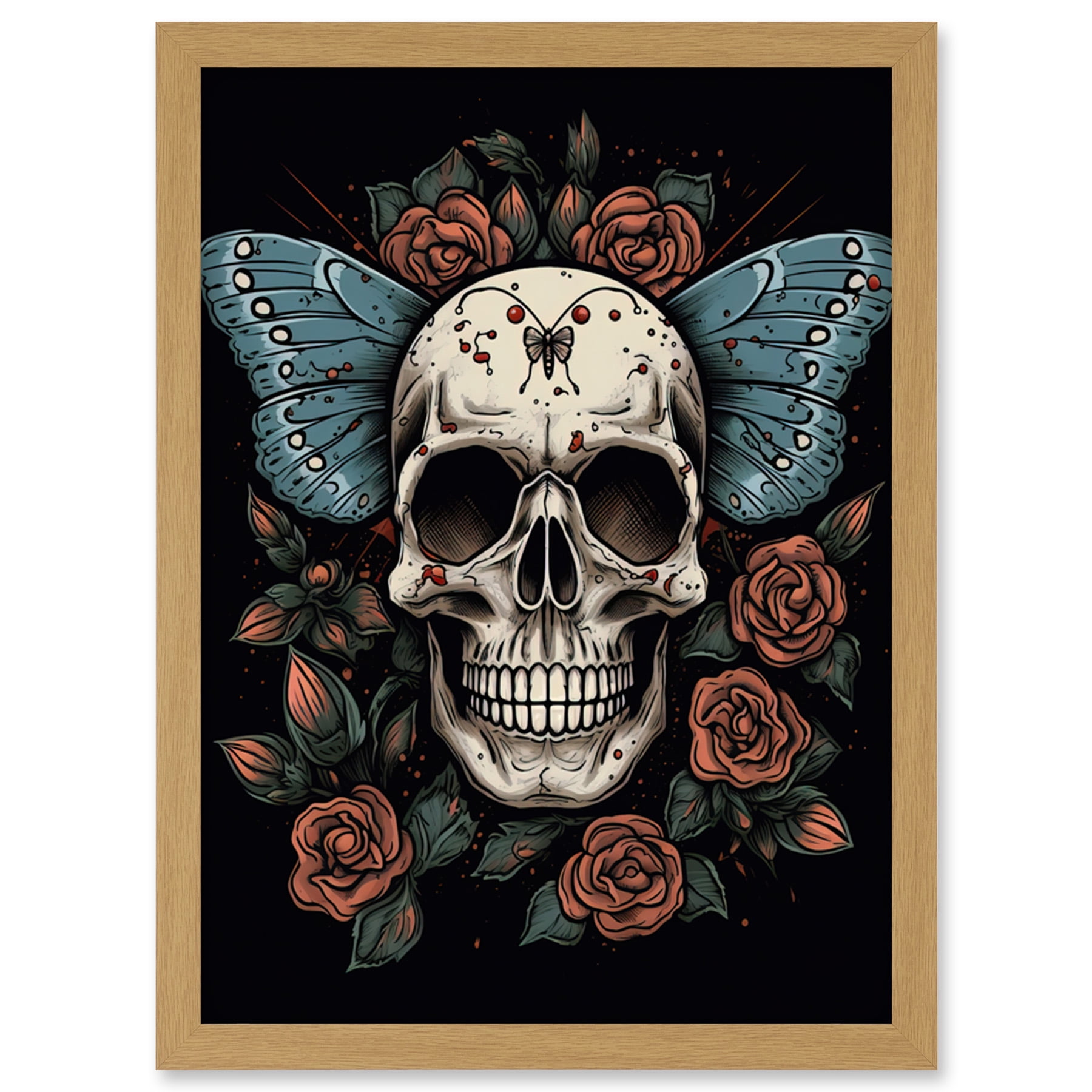 Skull Moth and Roses Tattoo Ink Body Art Rockabilly Americana 50s ...
