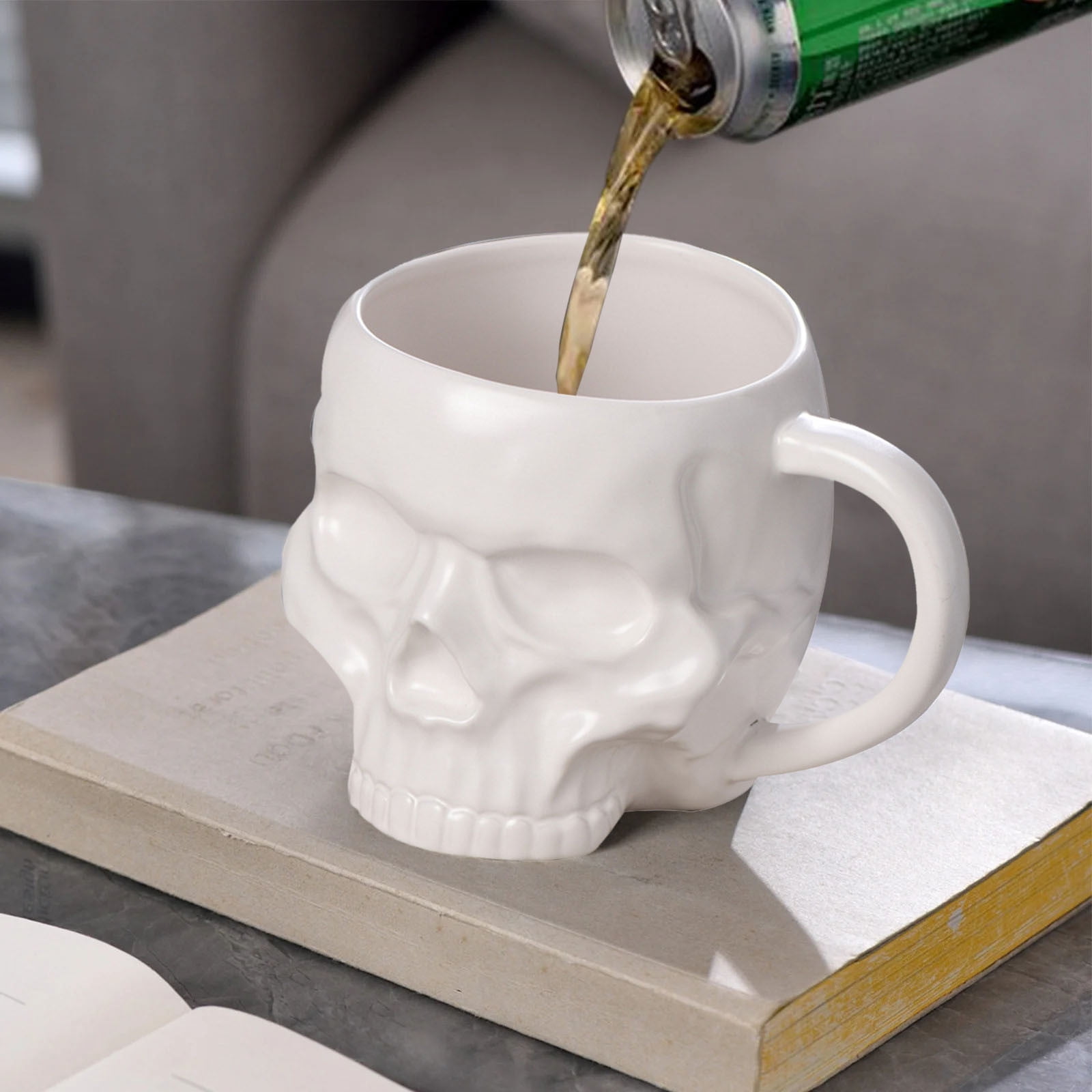 Skull Mug with Handles Gothic Ceramic Gruesome Halloween Themed ...