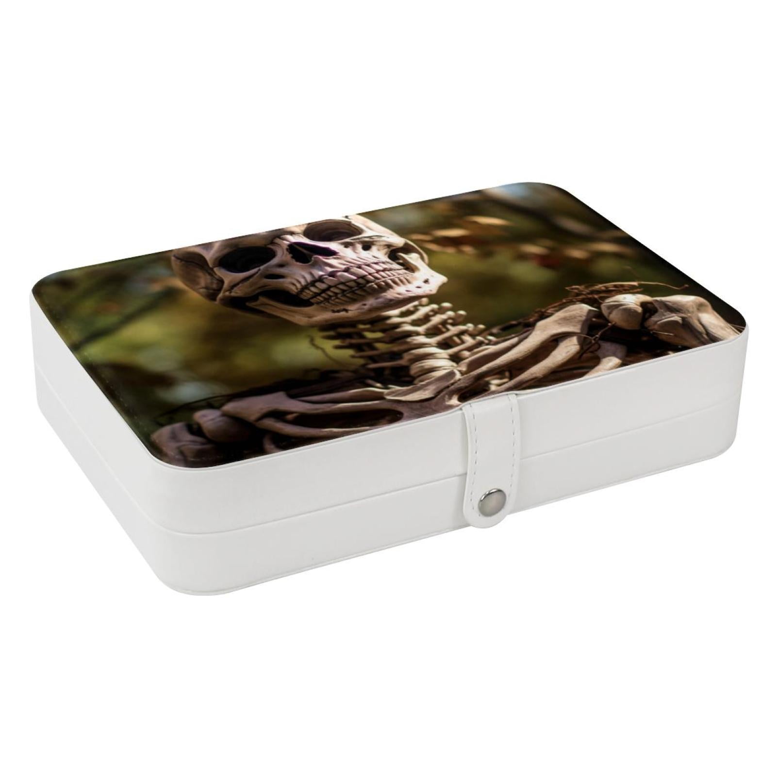 Skull PU Leather Display Case with Removable Compartment and Portable ...