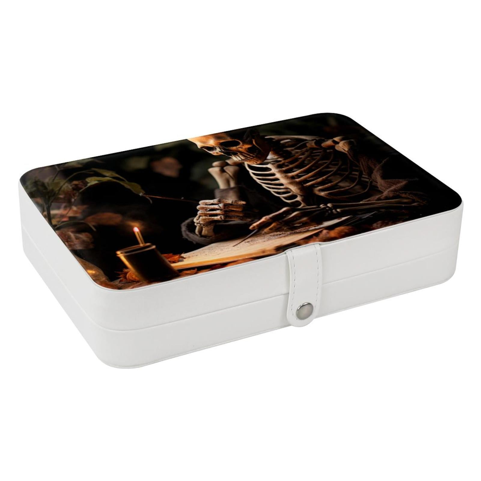 Skull PU Leather Jewelry Box with Removable Compartment and Necklace ...