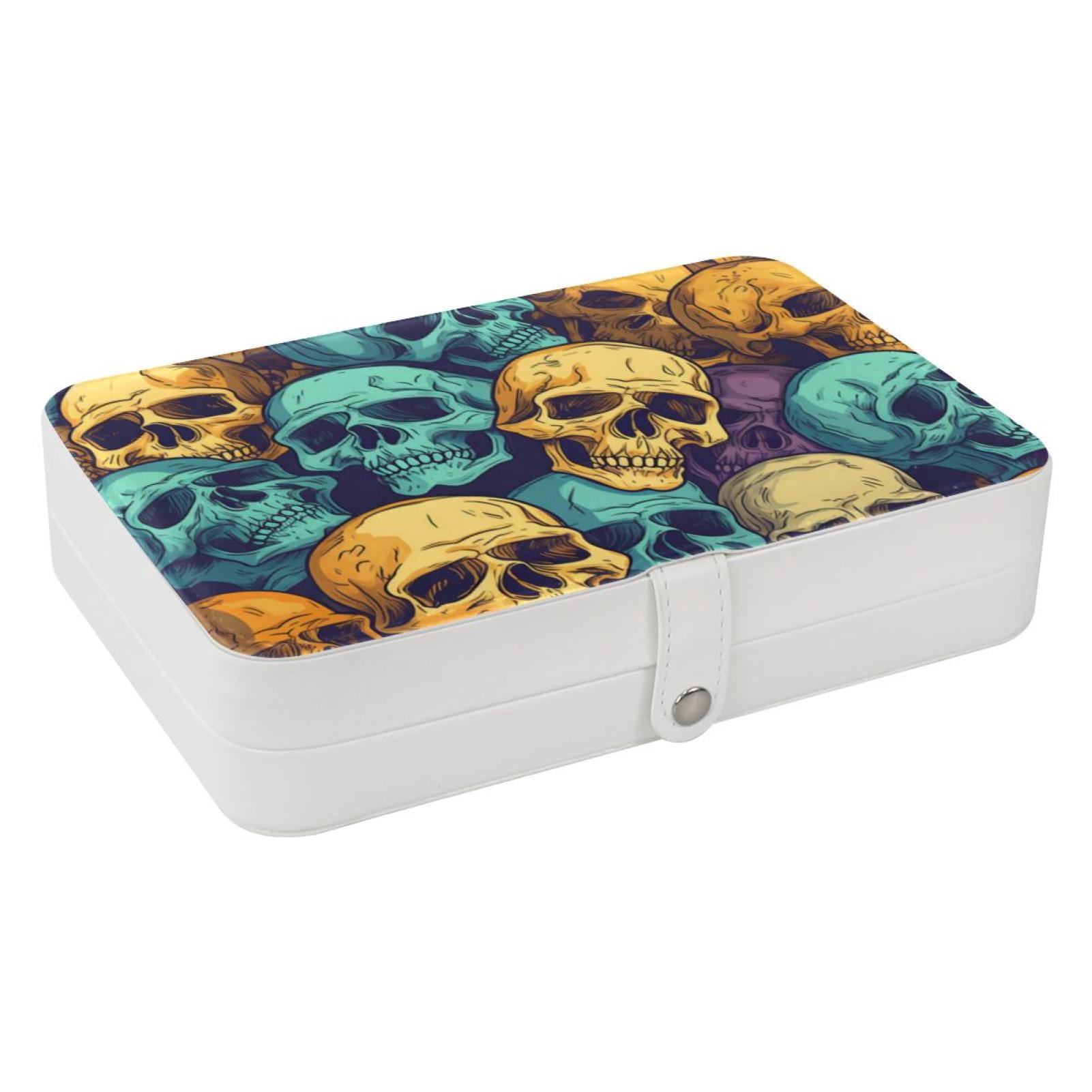 Skull PU Leather Jewelry Box with Removable Compartment and Necklace ...