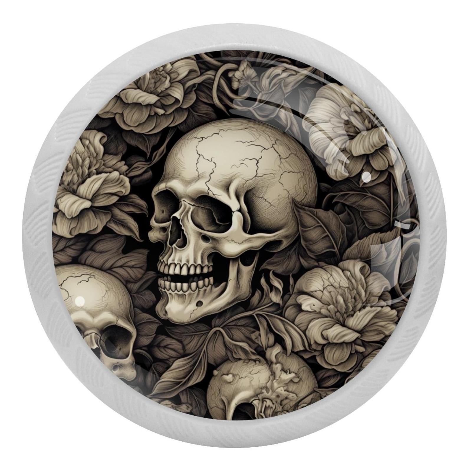 Skull Pattern 4PCS Cabinet Knobs Pulls Fluorescent Drawer Handle ...