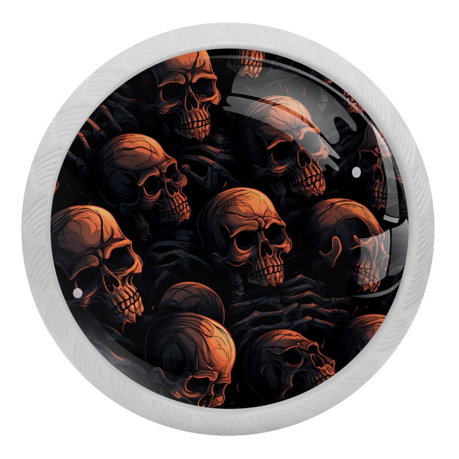 Skull Pattern 4PCS Cabinet Knobs Pulls Fluorescent Drawer Handle ...