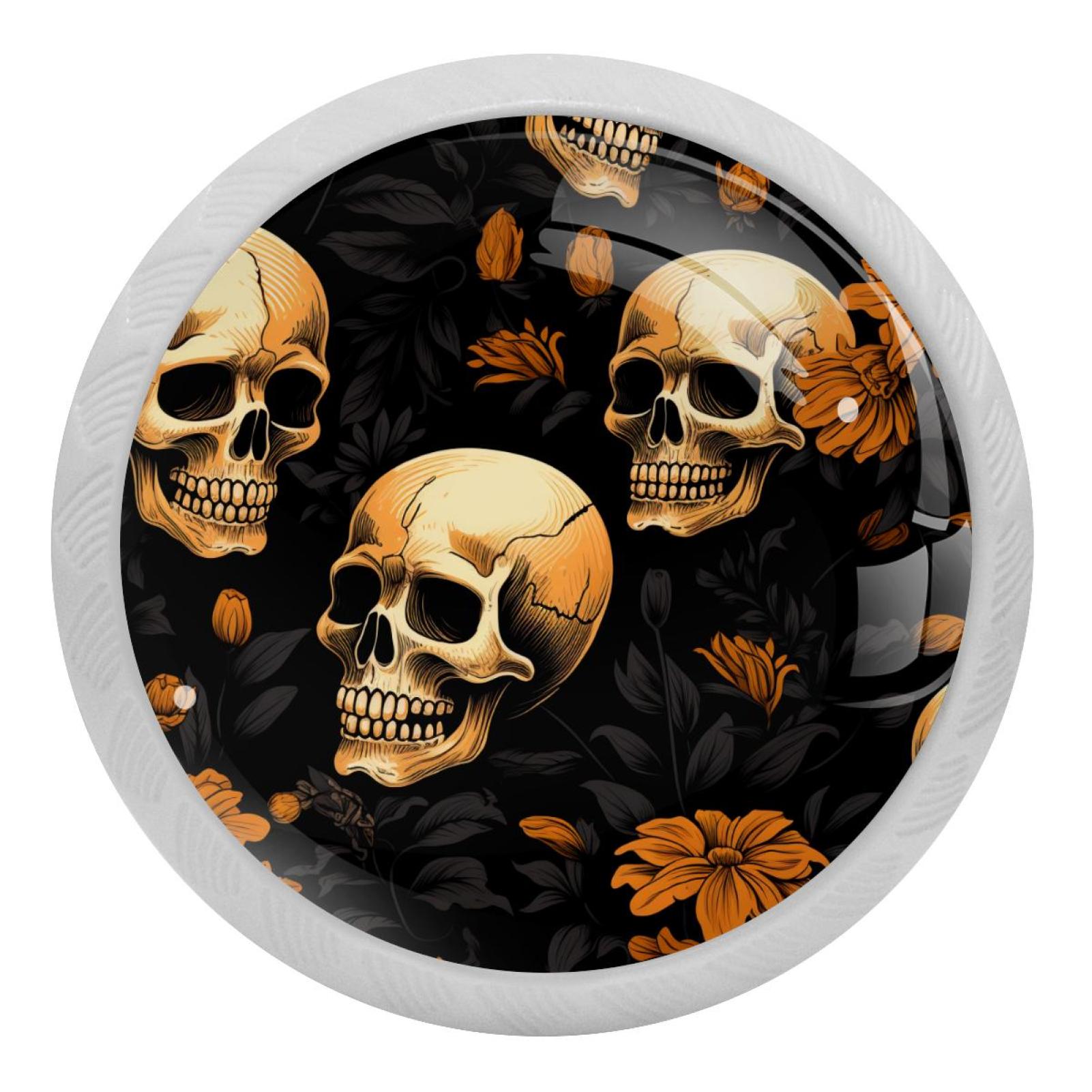Skull Pattern 4PCS Cabinet Knobs Pulls Fluorescent Drawer Handle ...