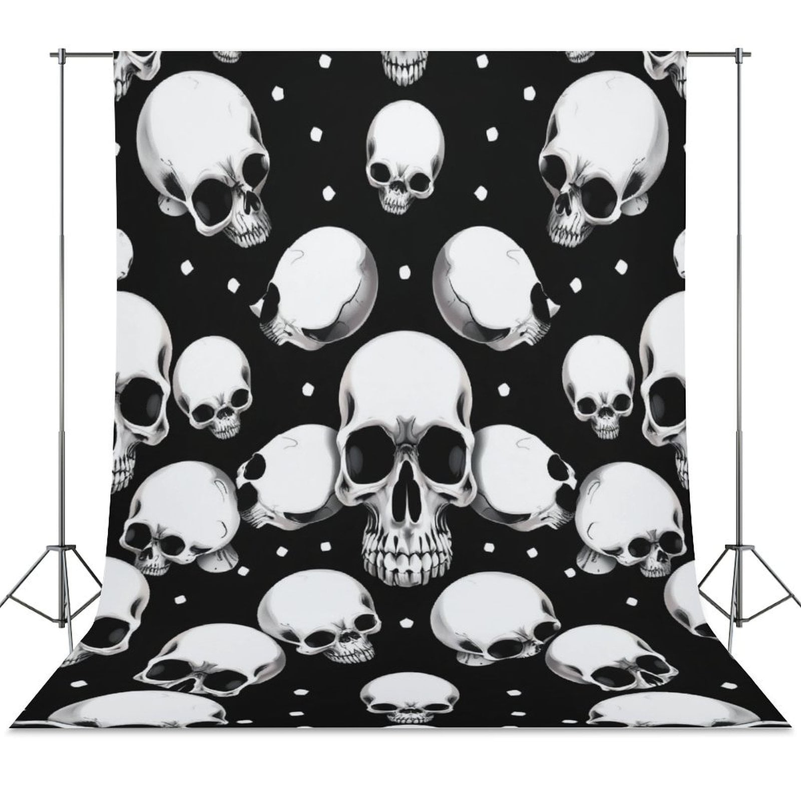 Skull Pattern Black White Background Party Backdrop Birthday Decoration ...