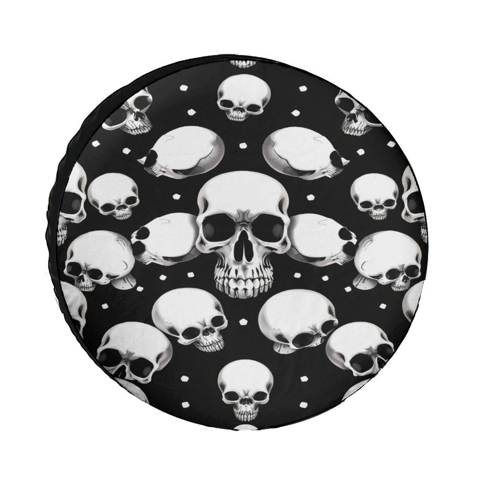 Skull Pattern Black White Background Spare Tire Cover Weatherproof ...