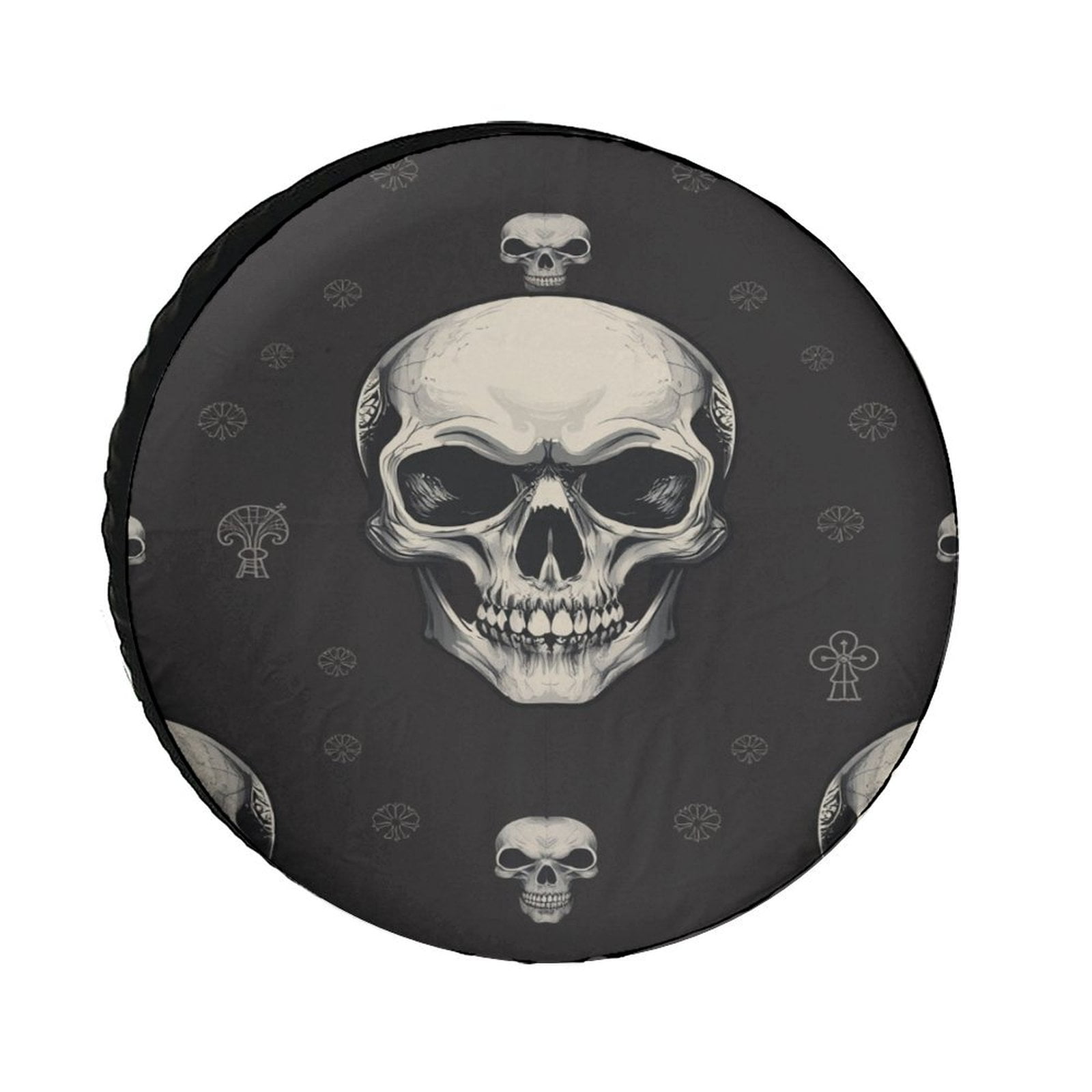 Skull Pattern Dark Background Seamless Spare Tire Cover Weatherproof ...