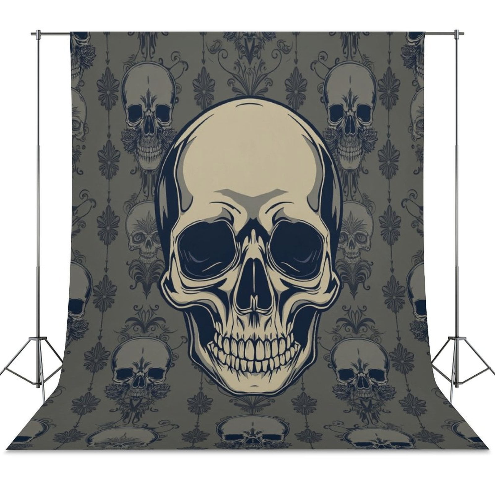Skull Pattern Dark Floral Design Party Backdrop Birthday Decoration ...