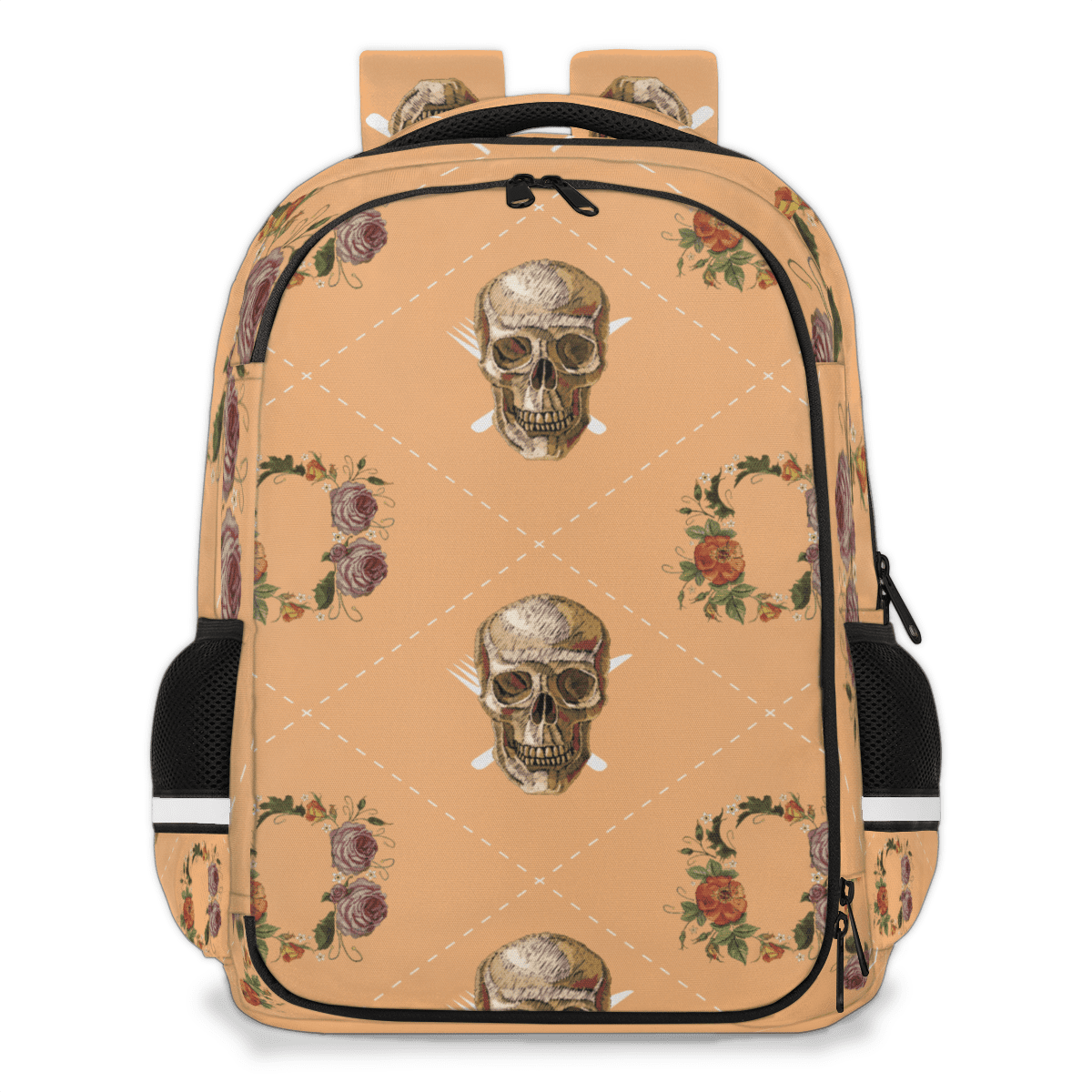 Skull Pattern Multi-Pocket Backpack, 21L Laptop Backpack with ...