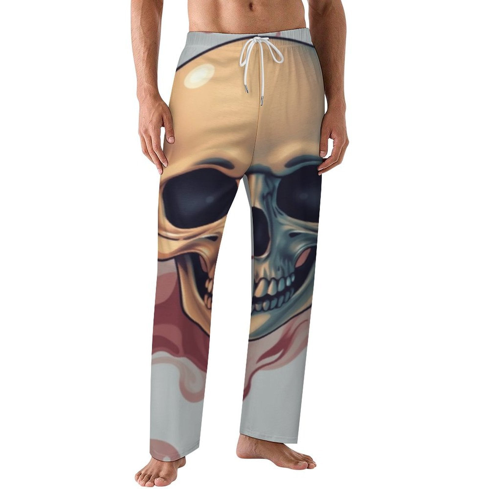 Skull Pattern Smoky Design Pajama Pants Men's Sleepwear Lounge Sleep ...