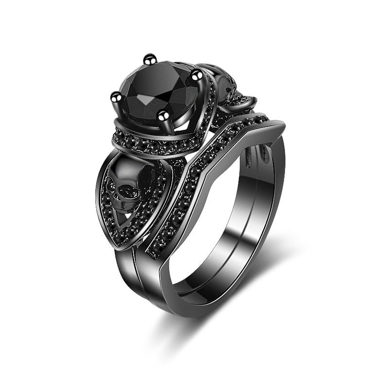 Unisex Skull Ring Black Gold Electroplated Copper Ring for Men and ...