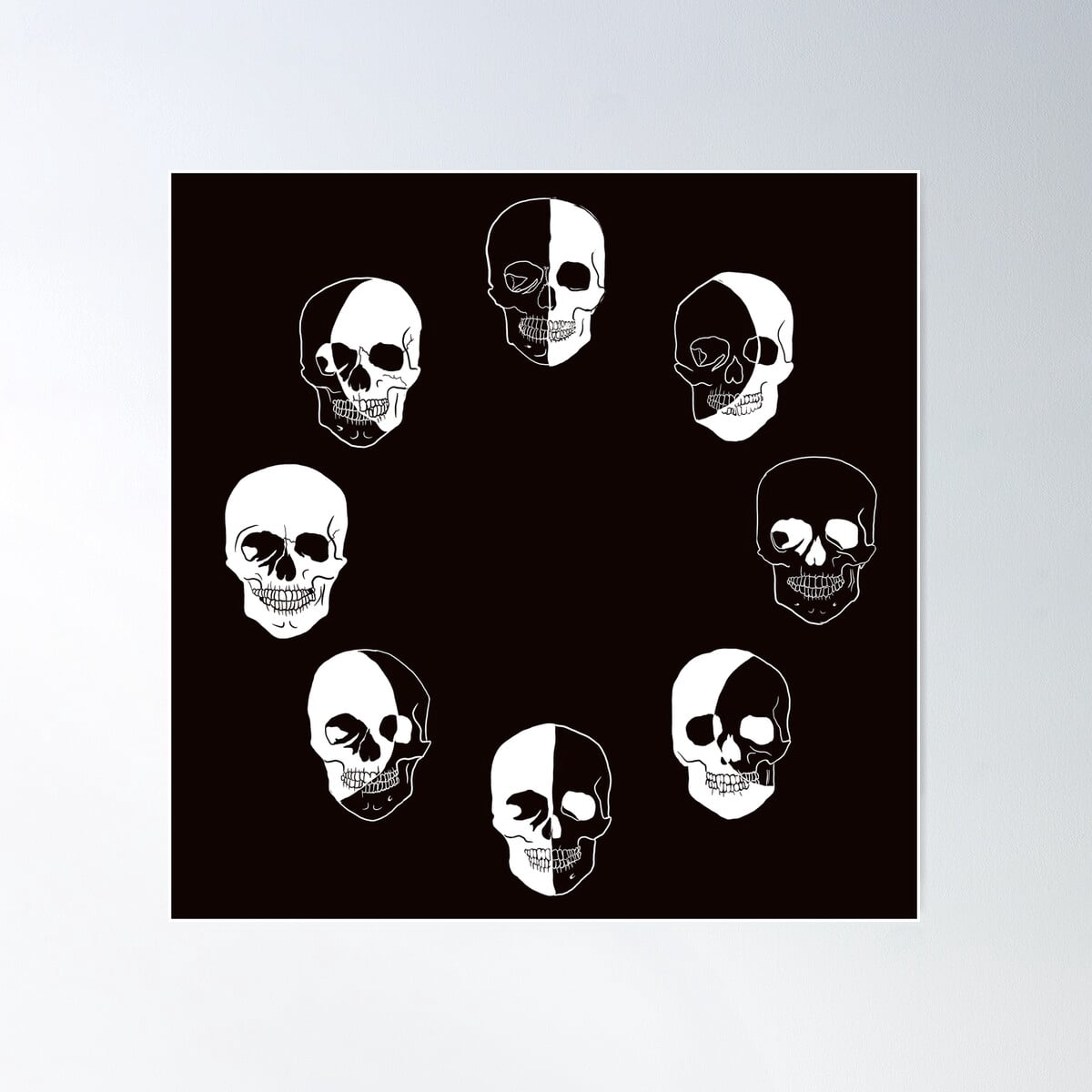 Skull Phases Poster Wall Art, Modern Wall Decor For Living Room Bedroom ...