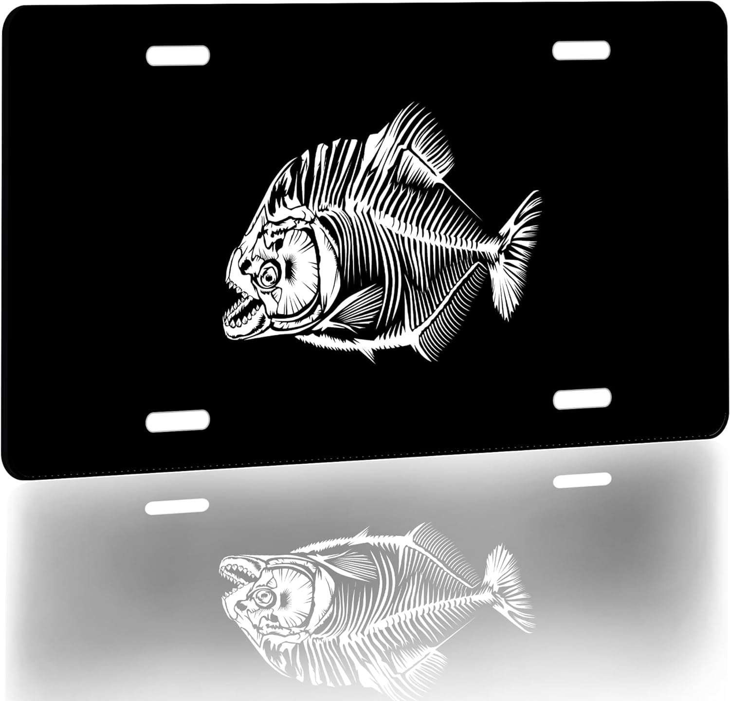 Skull Piranha Fish License Plate Cover, License Plate Funny for Car ...