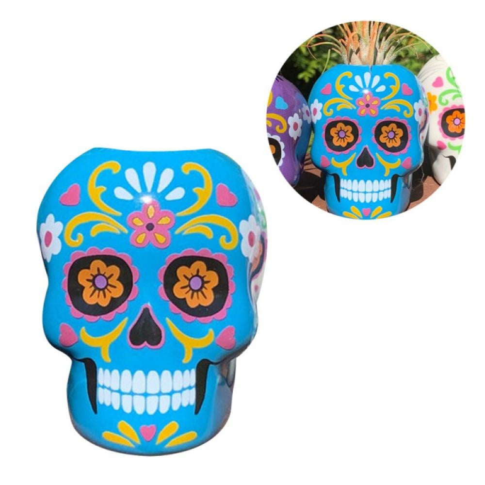 Skull Planter Holder Resin Flower Succulents Pot Skeleton Flowerpot ...