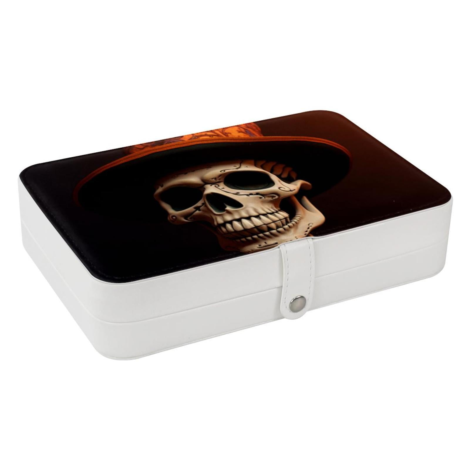 Skull Portable PU Leather Necklace Organizer with Removable Compartment ...