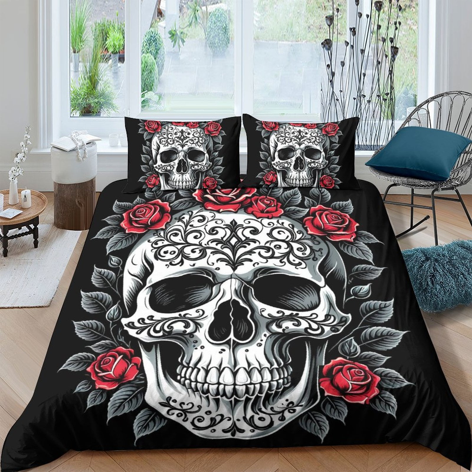 Skull Printed Bedroom Decor Boy Man Home Bedclothes Soft Fashion ...