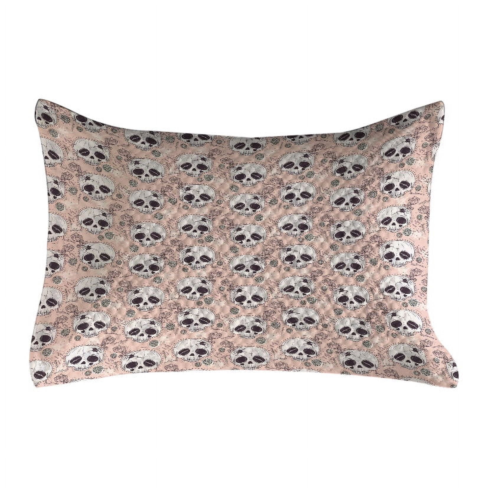 Skull Quilted Pillowcover, Halloween Traditional Mexican Sugar Day of ...