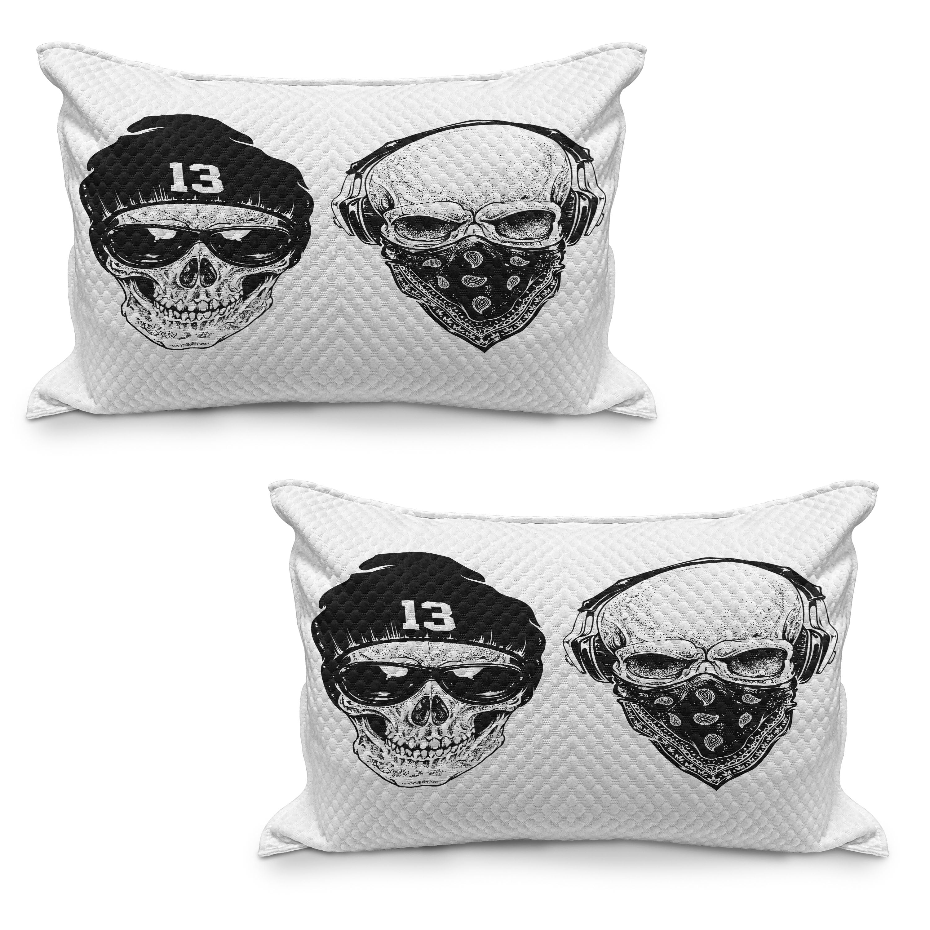 Skull Quilted Pillowcover Set of 2, Funny Skull Band Dead Street Gangs ...